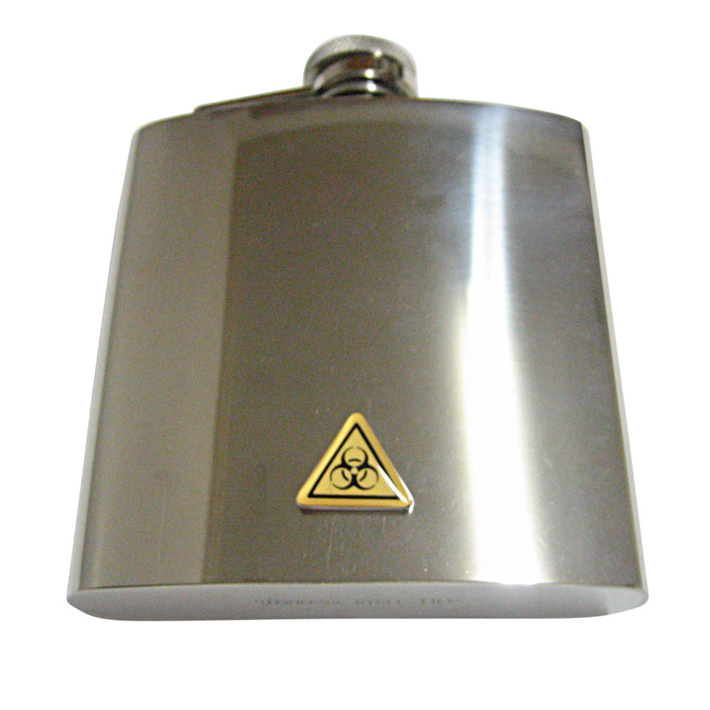Biohazard Warning Sign 6oz Flask - Gem